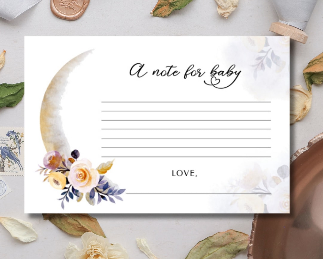 Over the Moon Wishes for Baby Card, Prayers for Baby, Printable Note ...