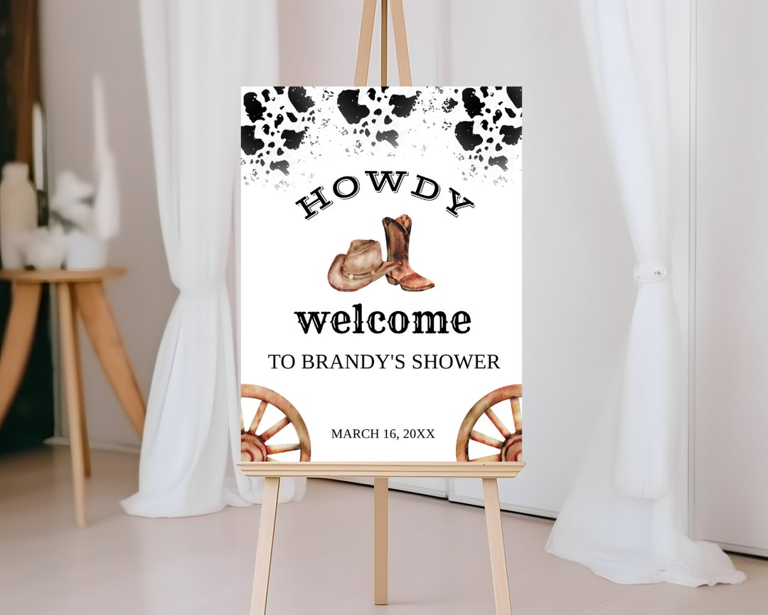 A Little Cowboy is on the Way Baby Shower Welcome Sign, Western, Cowboy ...