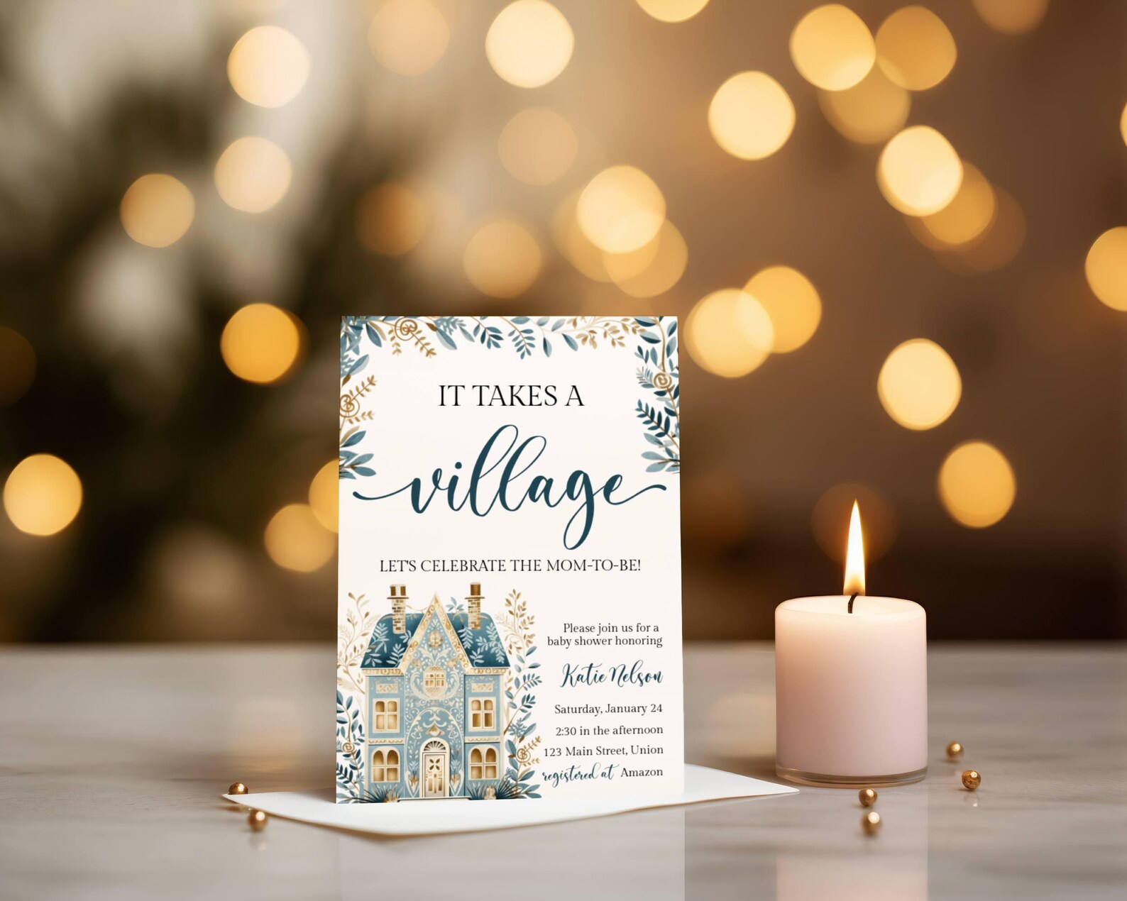It Takes a Village Baby Shower Invitation Winter, Folkie Invite, Gender ...