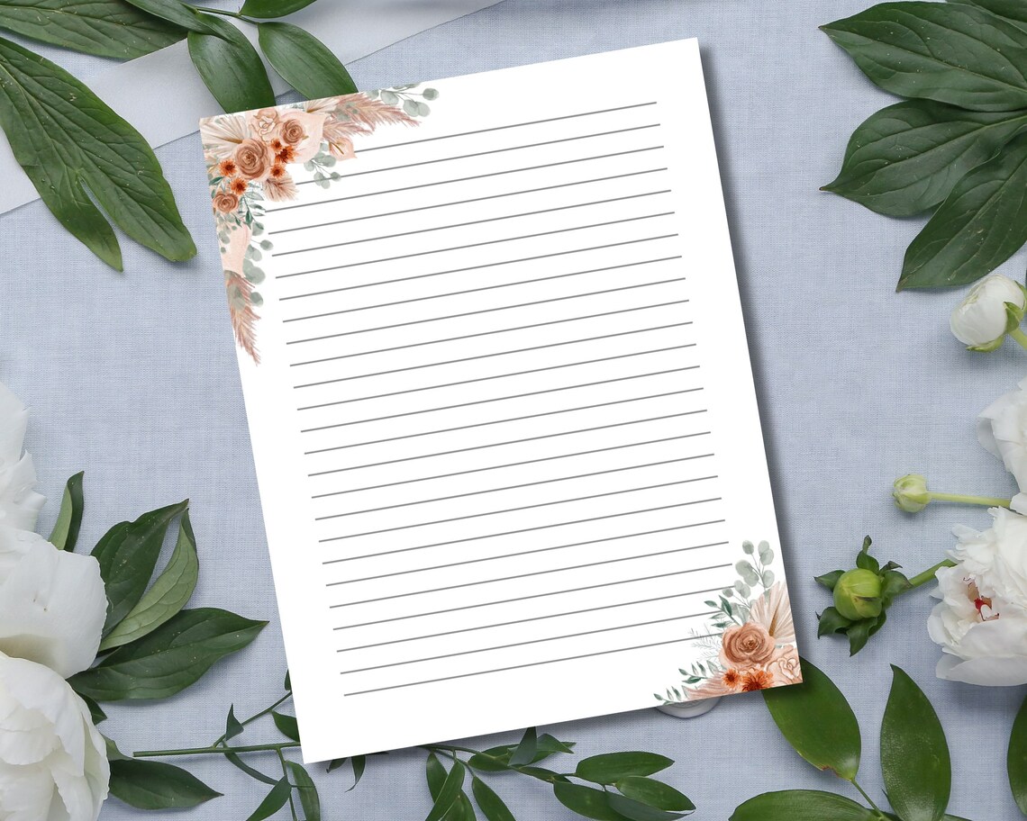 Boho Floral Stationery, 8.5x11, JW Letter Writing, Note Paper, Lined ...