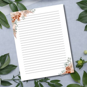 Boho Floral Stationery, 8.5x11, JW Letter Writing, Note Paper, Lined ...