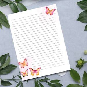 Pink Butterfly Stationery, 8.5x11, JW Letter Writing, Note Paper, Lined ...