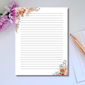 Boho Floral Stationery, 8.5x11, JW Letter Writing, Note Paper, Lined ...