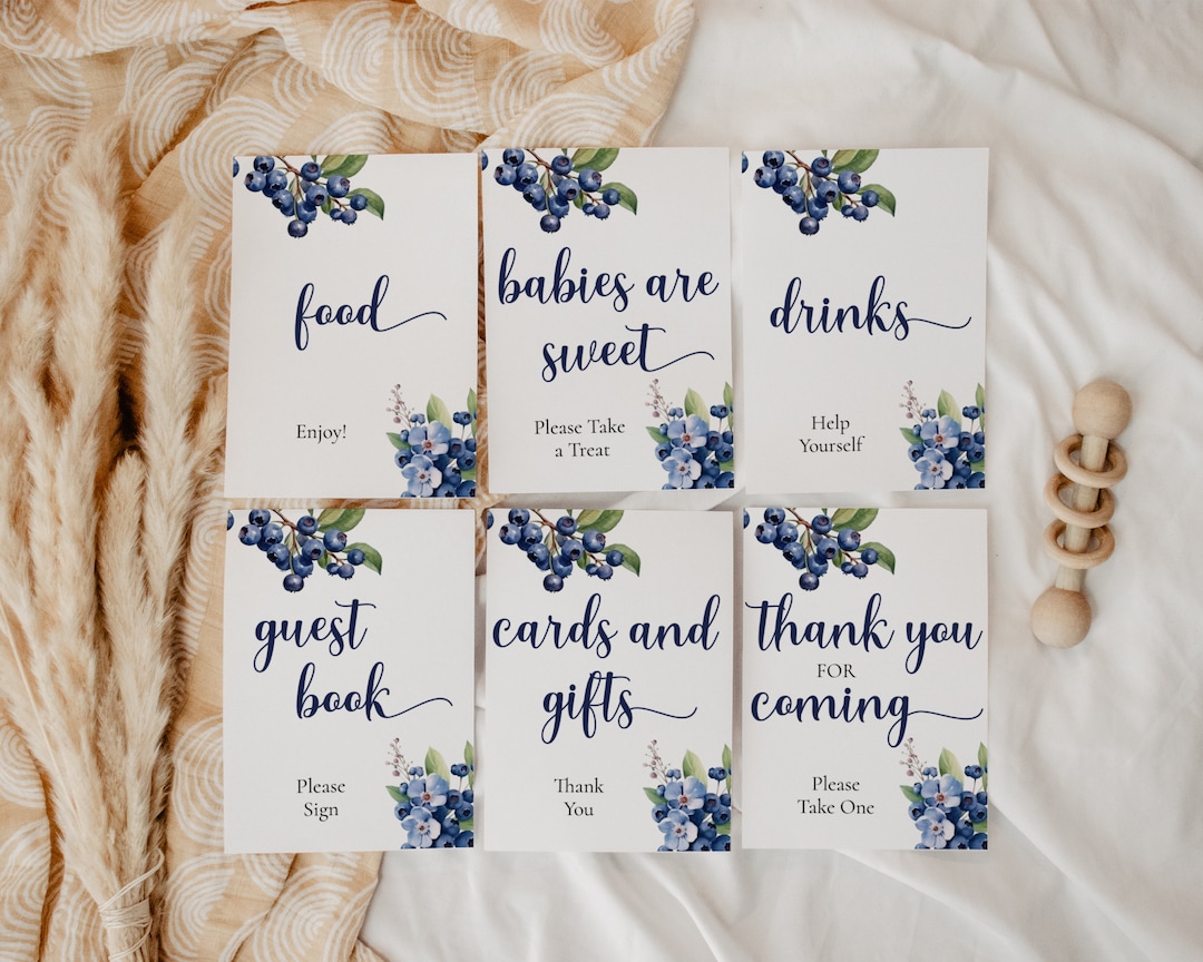 Blueberry Baby Shower Sign Bundle, Berry Shower Decorations, Blueberry ...