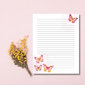 Pink Butterfly Stationery, 8.5x11, JW Letter Writing, Note Paper, Lined ...