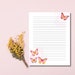 Pink Butterfly Stationery, 8.5x11, JW Letter Writing, Note Paper, Lined ...