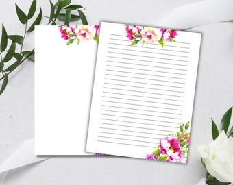 Boho Floral Stationery, 8.5x11, JW Letter Writing, Note Paper, Lined ...