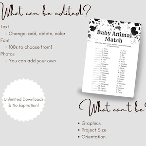 Baby Animals Match Game, Baby Animal Name Game, Instant Download With ...