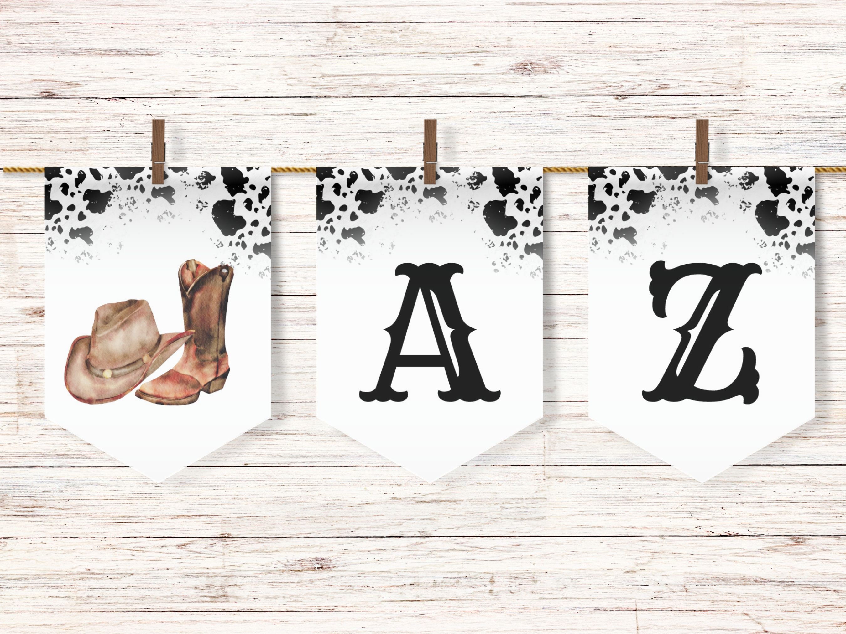 Little Cowboy Baby Shower Decorations, Bunting, Wild West, Cow Print ...