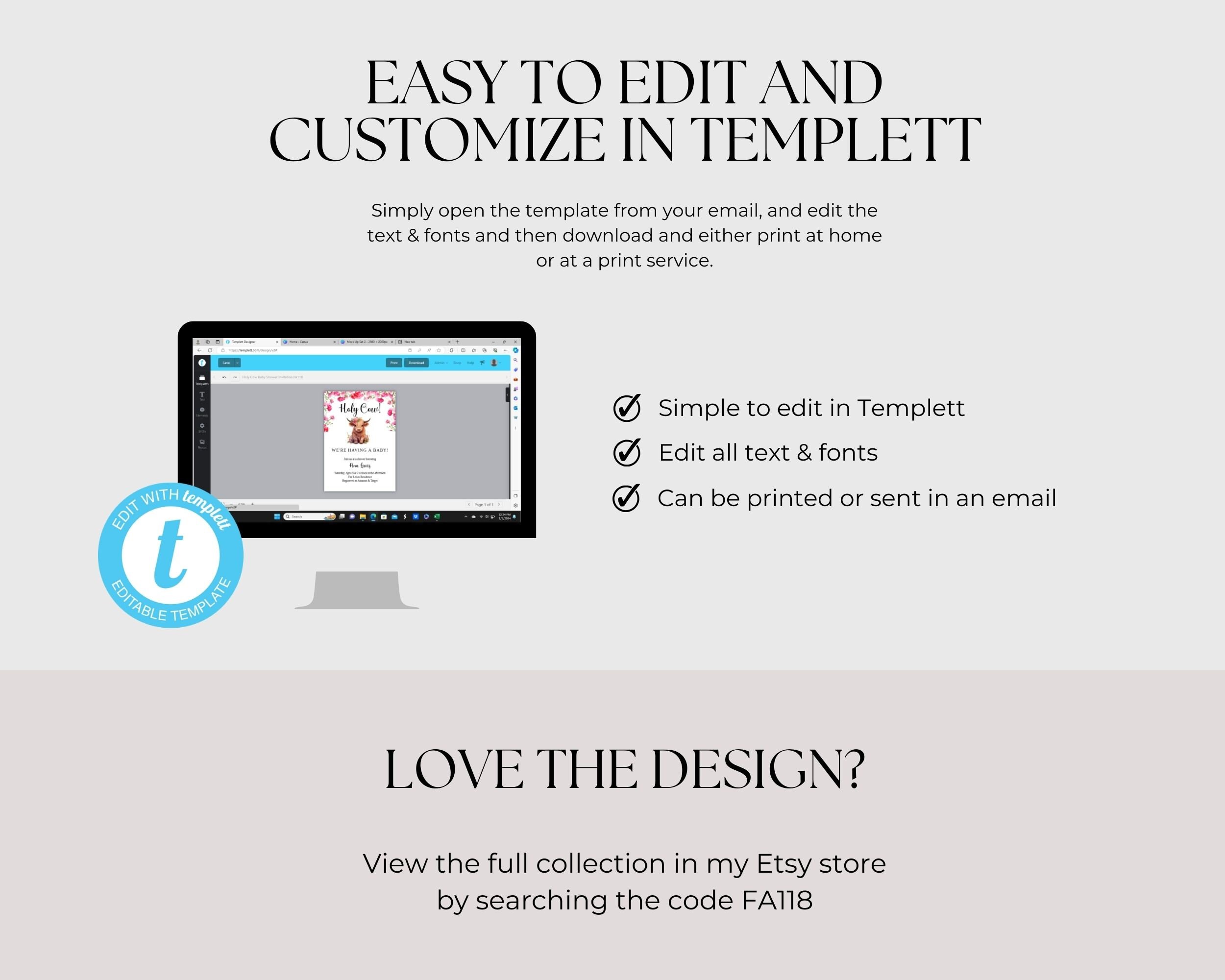 Holy Cow Baby Shower Bingo, Highland Cow Baby Bingo Game, Fun Game for ...