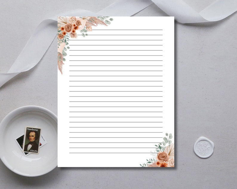 Boho Floral Stationery, 8.5x11, JW Letter Writing, Note Paper, Lined ...