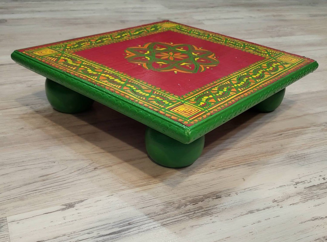Low Wood Stool, Pooja Chowki, Bajot, Patla, Puja, Peetla, Indian Low ...