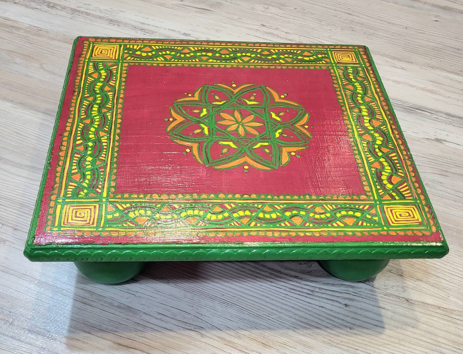 Low Wood Stool, Pooja Chowki, Bajot, Patla, Puja, Peetla, Indian Low ...