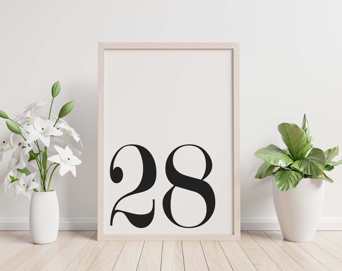 Number 28 Poster Printable Art Instant Download Printable | Etsy
