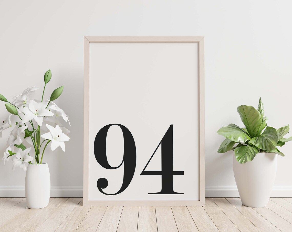 Number 94 Poster Printable Art Instant Download Printable | Etsy