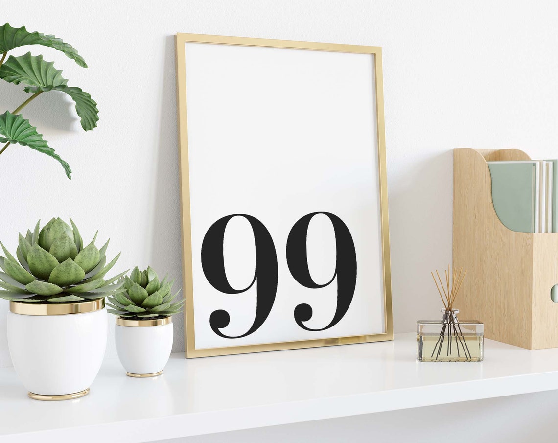Number 99 Poster Printable Art Instant Download Printable | Etsy