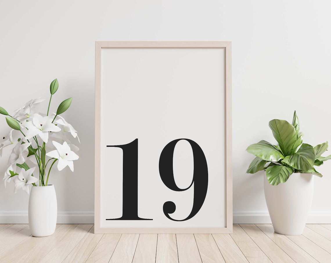 Number 19 Poster Printable Art Instant Download Printable | Etsy