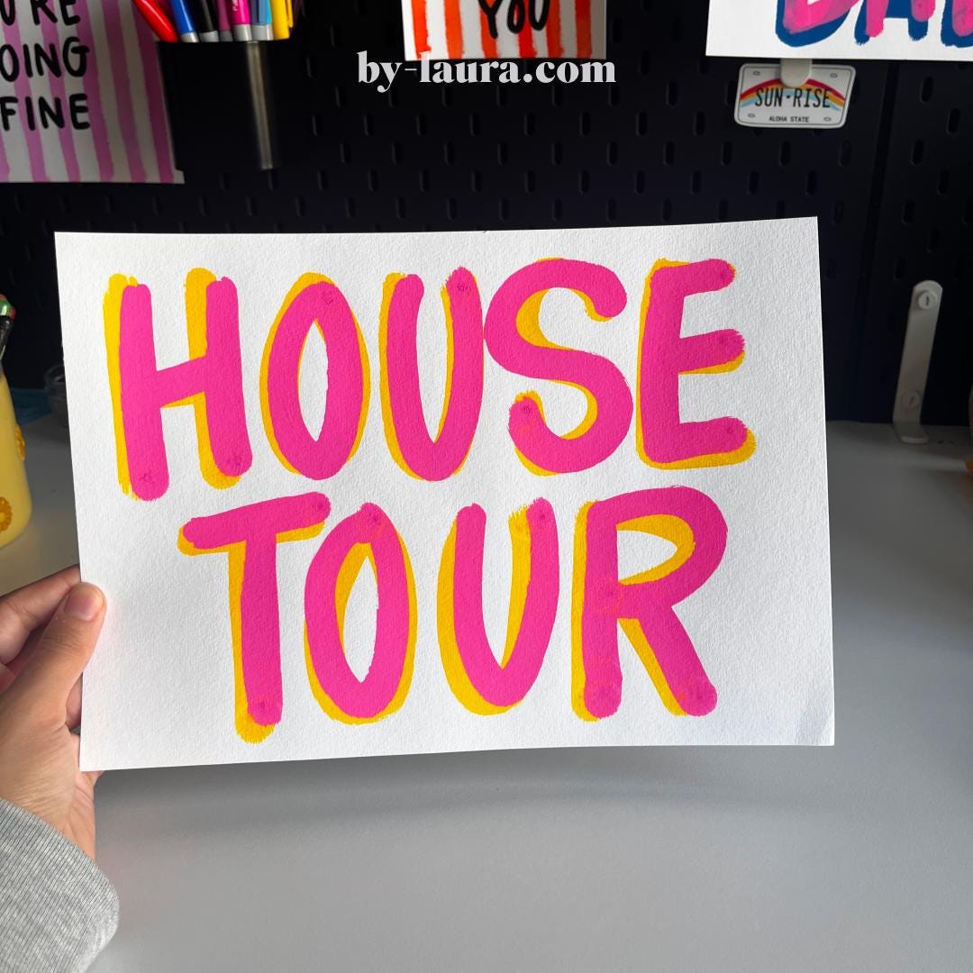 LETTERING “house Tour” | POSCA Markers | Pink and Yellow| Original ...
