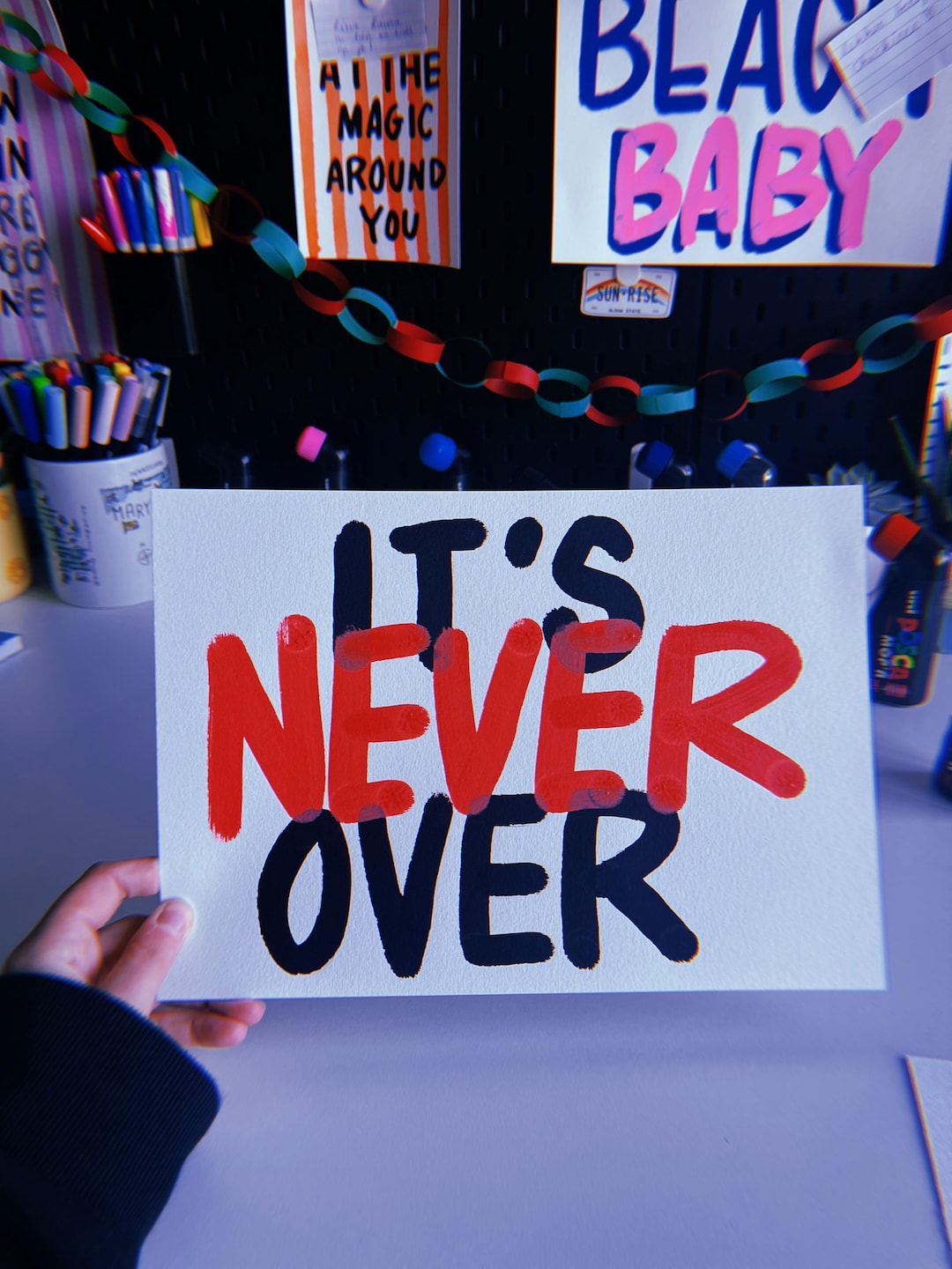 LETTERING “it’s Never Over” | POSCA Markers | Black and Red | Original ...
