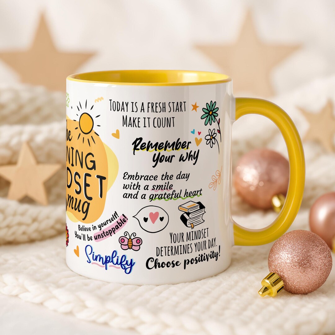 Morning Mindset Mug - Positive Vibes Coffee Cup | Motivational ...
