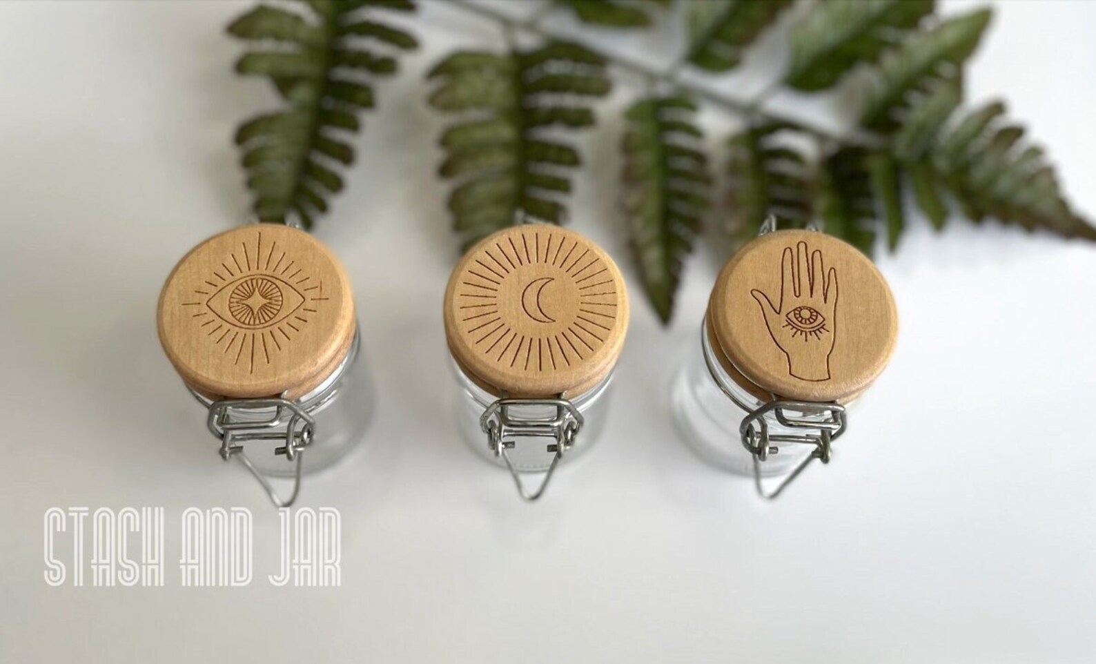 Witchy Set of 3 Herb Jars Bohemian Design 1 Oz Glass Jars - Etsy