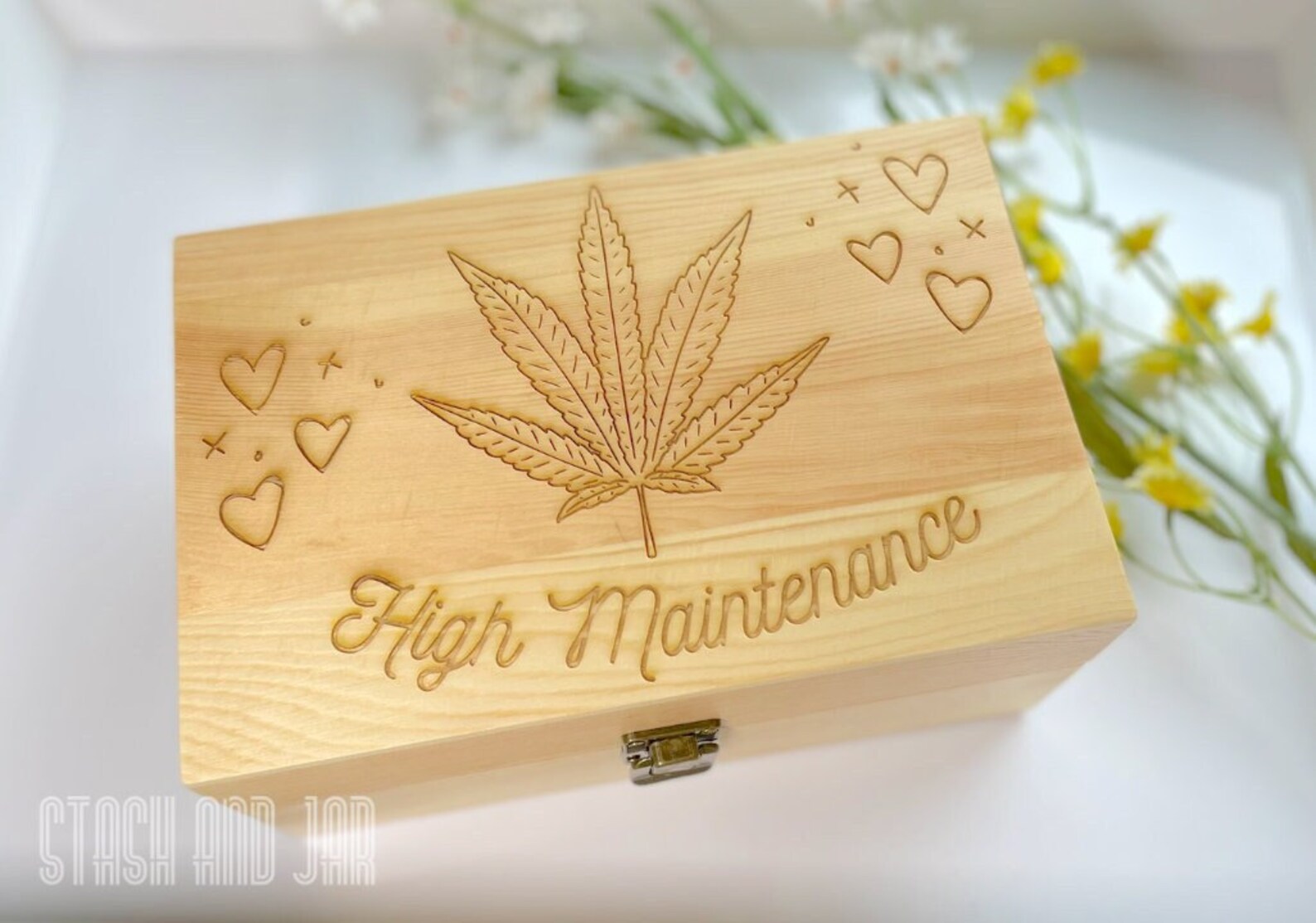 High Maintenance Weed Stash Box Laser Engraved Cute Stoner - Etsy