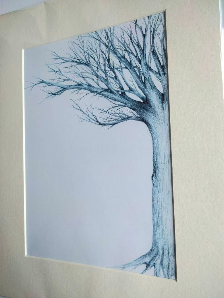 Winter Tree Biro Drawing Print of an Original - Etsy