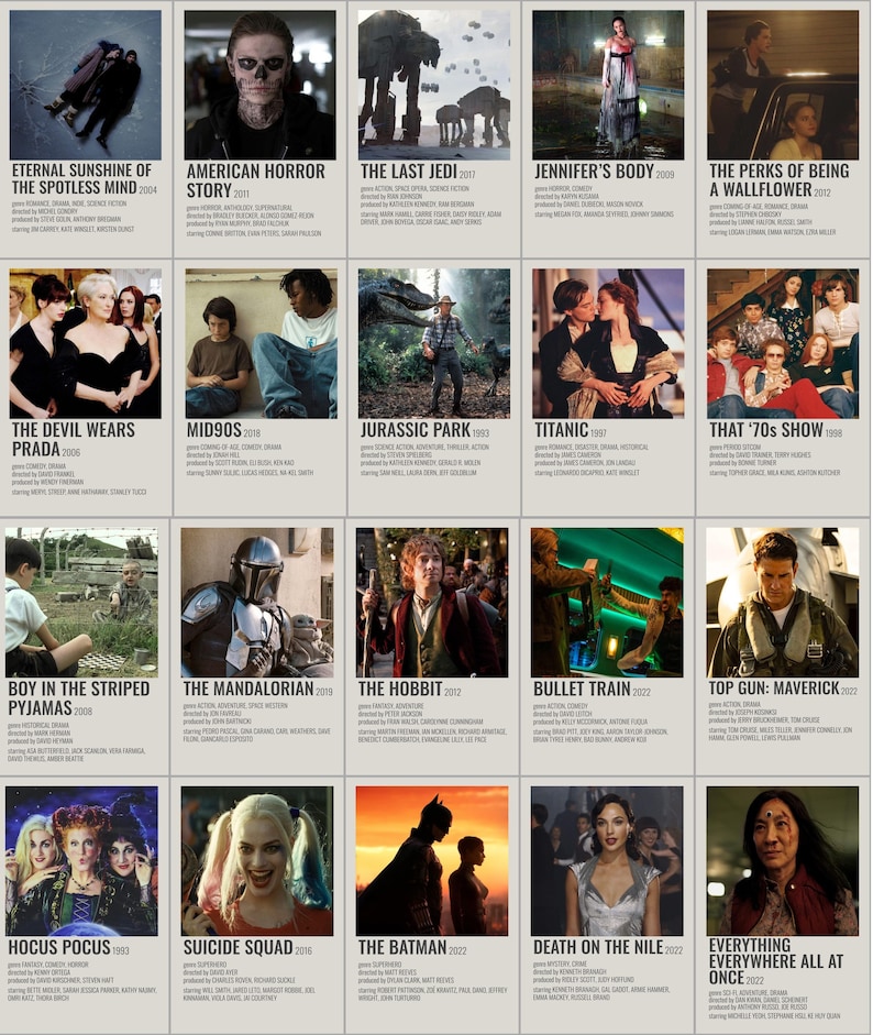 700 Movie/shows Minimalist Poster DIGITAL Collage Kit - Etsy