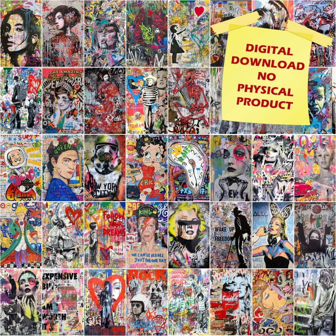 110 Graffiti Art Collage Kit Graffiti Wall Collage Street | Etsy