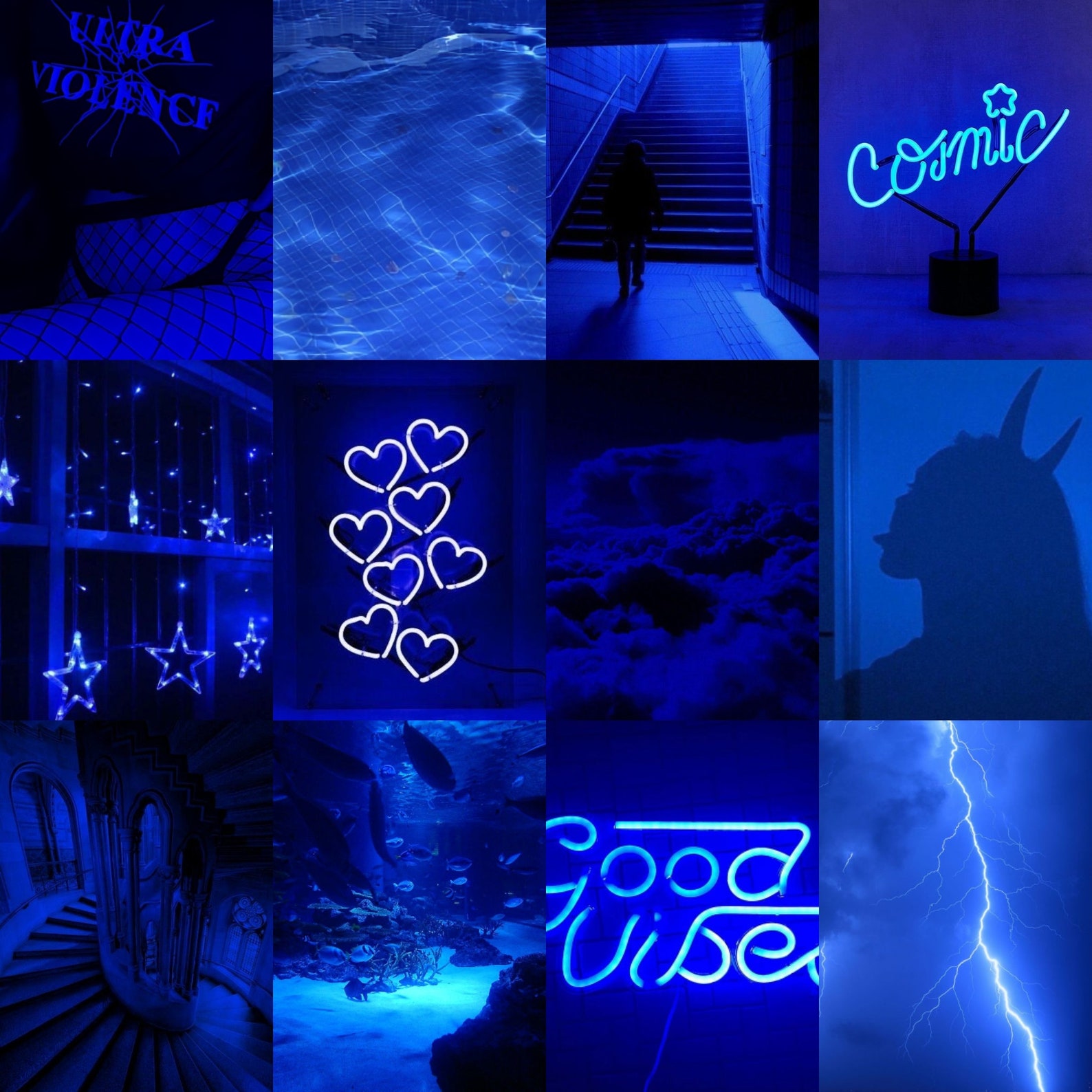 150 Blue Aesthetic Digital Collage Kit Dark Blue Wall Etsy Uk