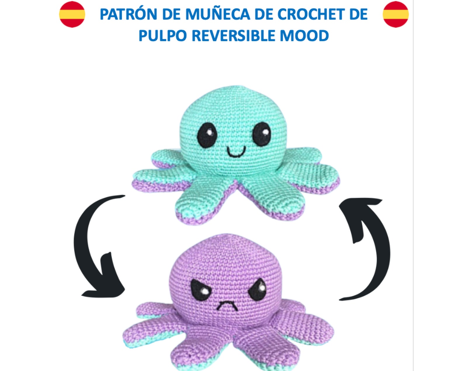 PATTERN Reversible Mood Octopus Pulpo Crochet Amigurumi | Etsy