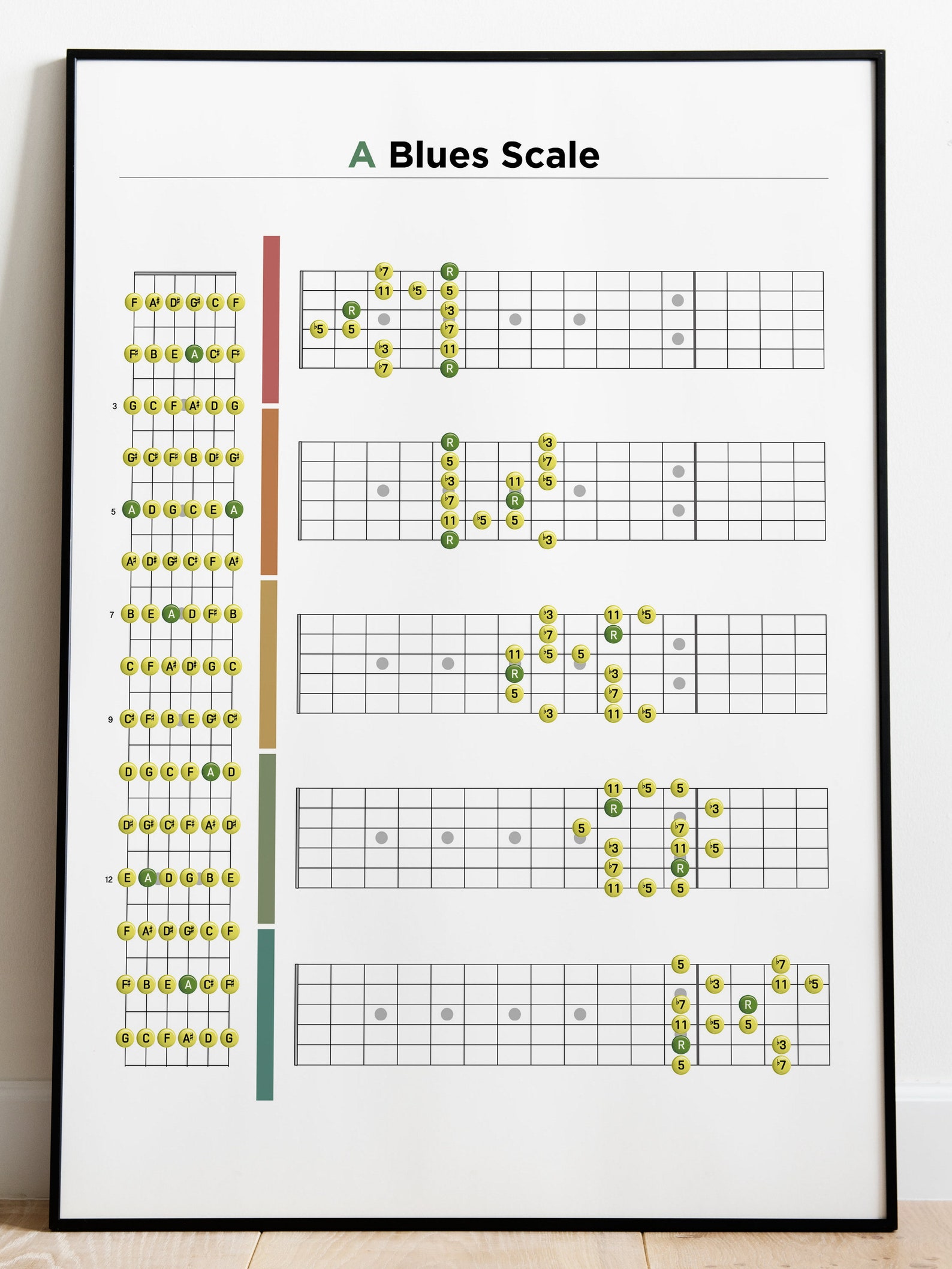 Guitar Scales 9 pages C F A key Guitar Scales Reference | Etsy