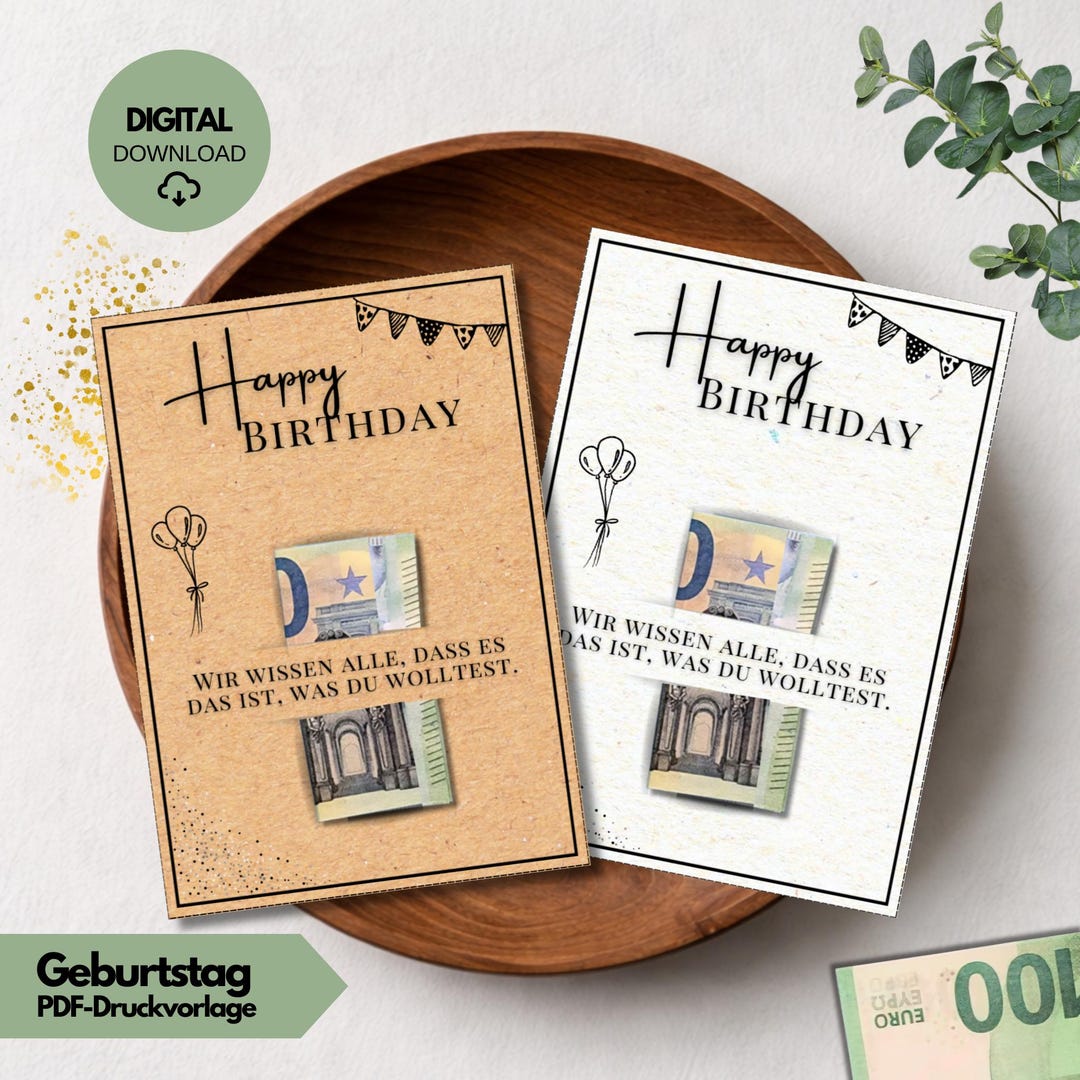Printable Money Gift Card Template for Birthdays | Printable Greeting ...