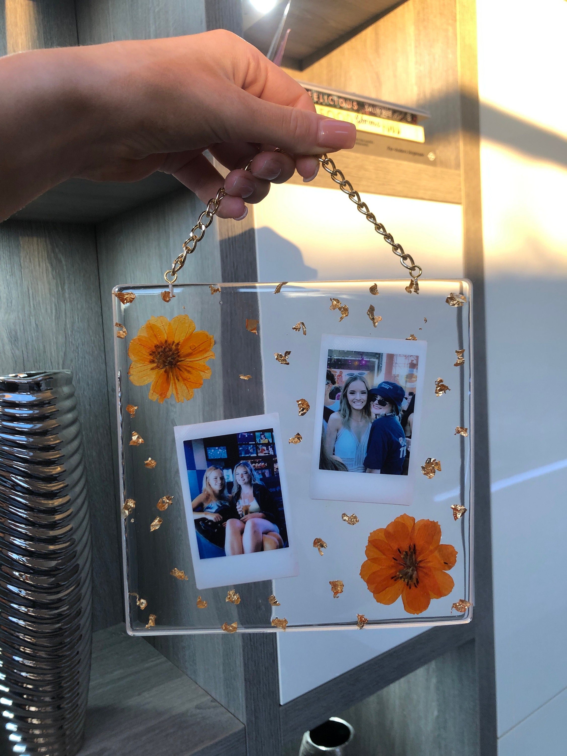 Hanging Resin Square Custom Photo Frame With Gold or Silver - Etsy UK