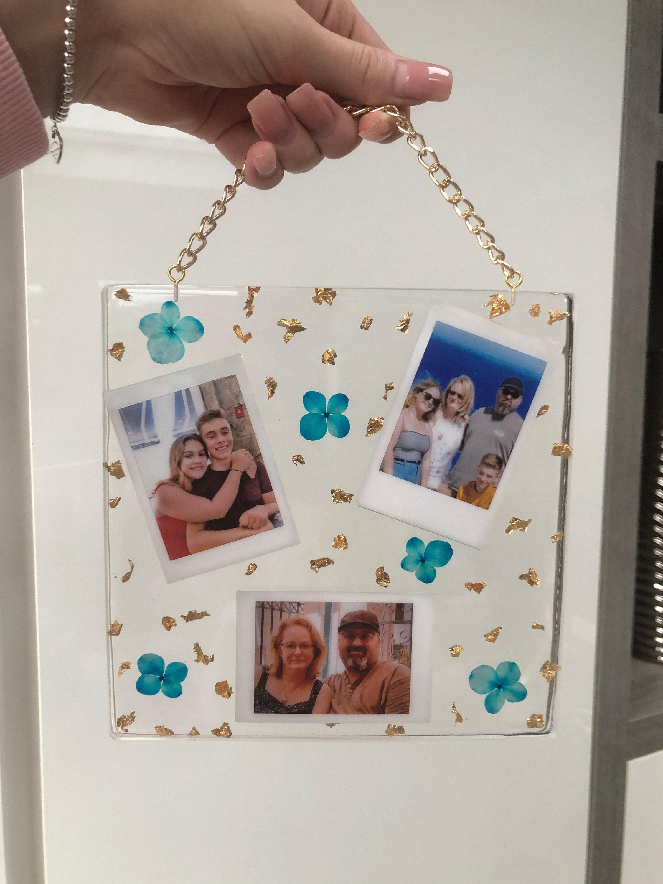 Hanging Resin Square Custom Photo Frame With Gold or Silver | Etsy UK