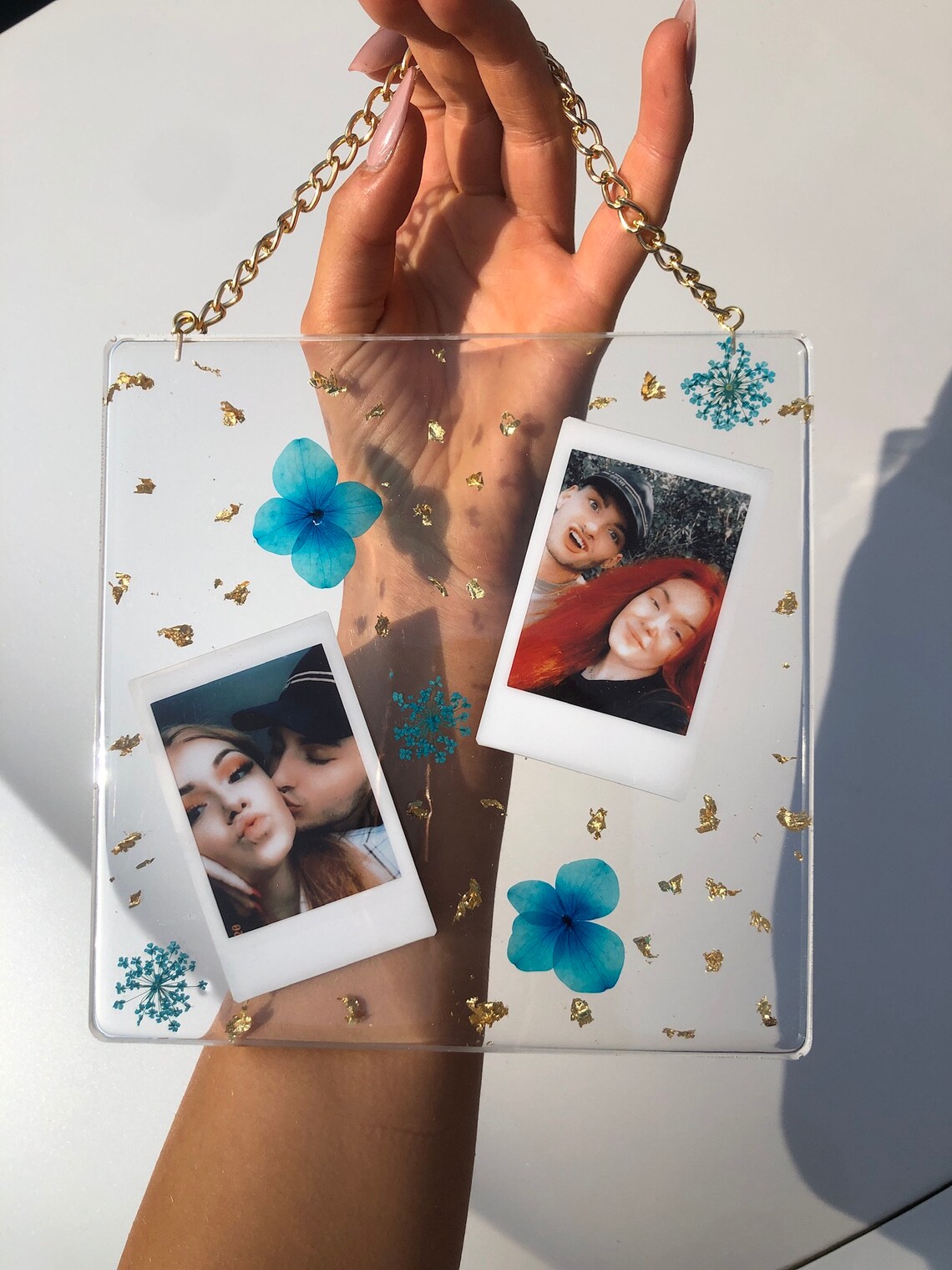 Hanging Resin Square Custom Photo Frame With Gold or Silver | Etsy UK