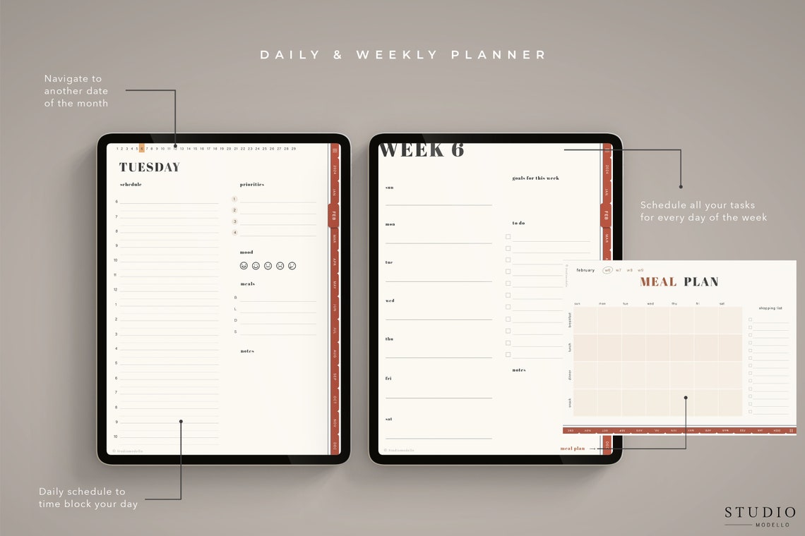 Digital Planner Goodnotes Planner Daily Planner Weekly - Etsy