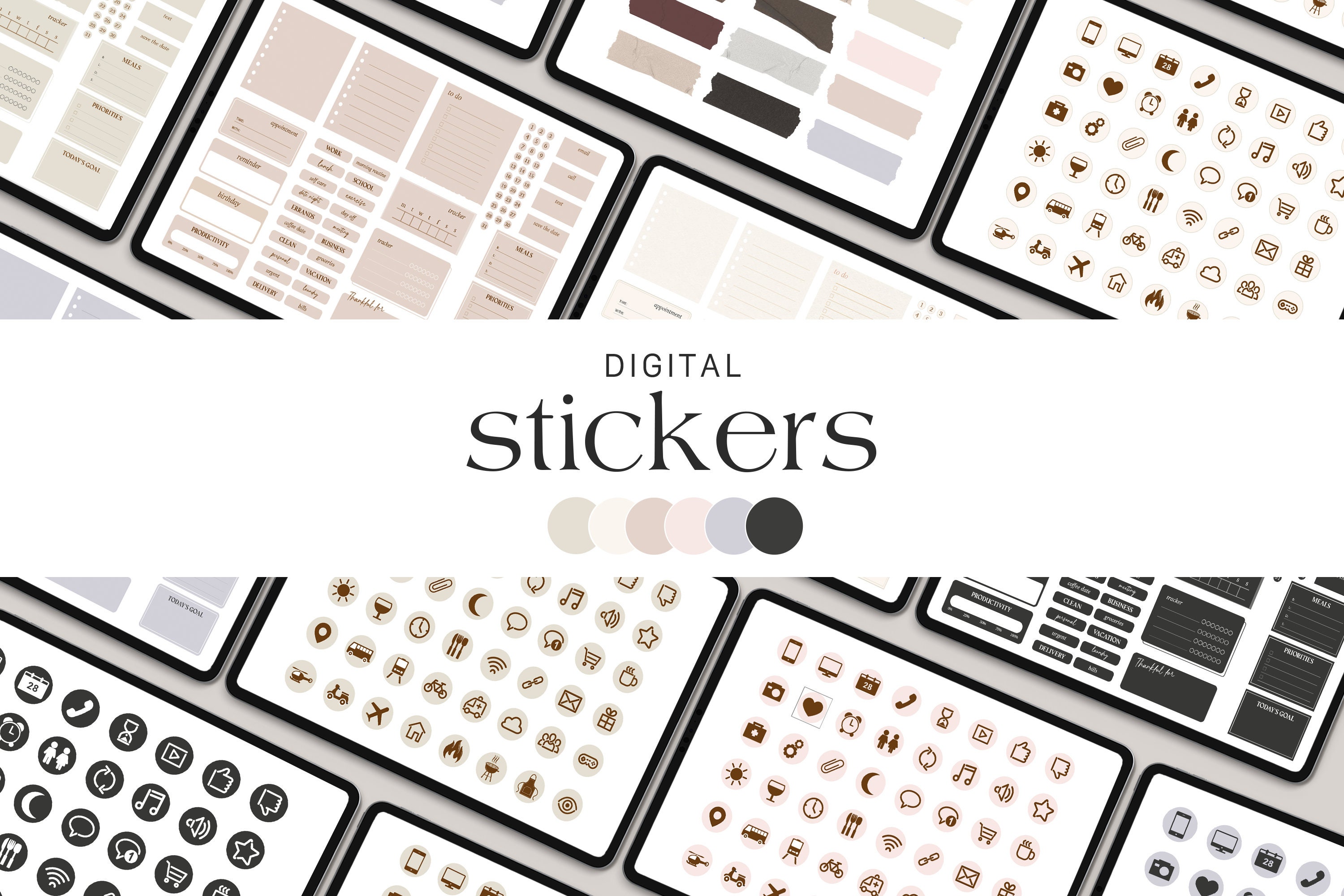 Digital Planner Basic Stickers Goodnotes Stickers Planner Stickers ...