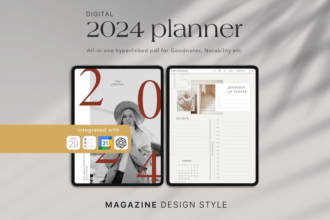 2024 Digital Planner With Links to Apple or Google Calendar, Ask Chat ...