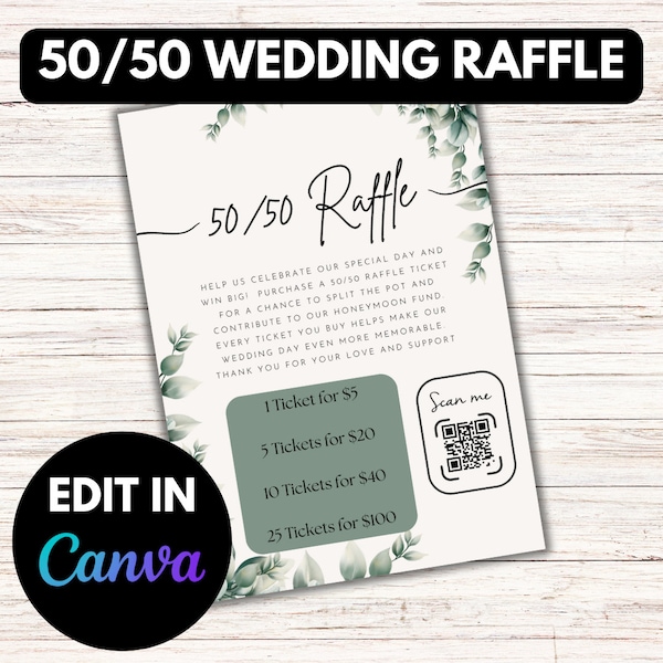50/50 Raffle Sign - Etsy
