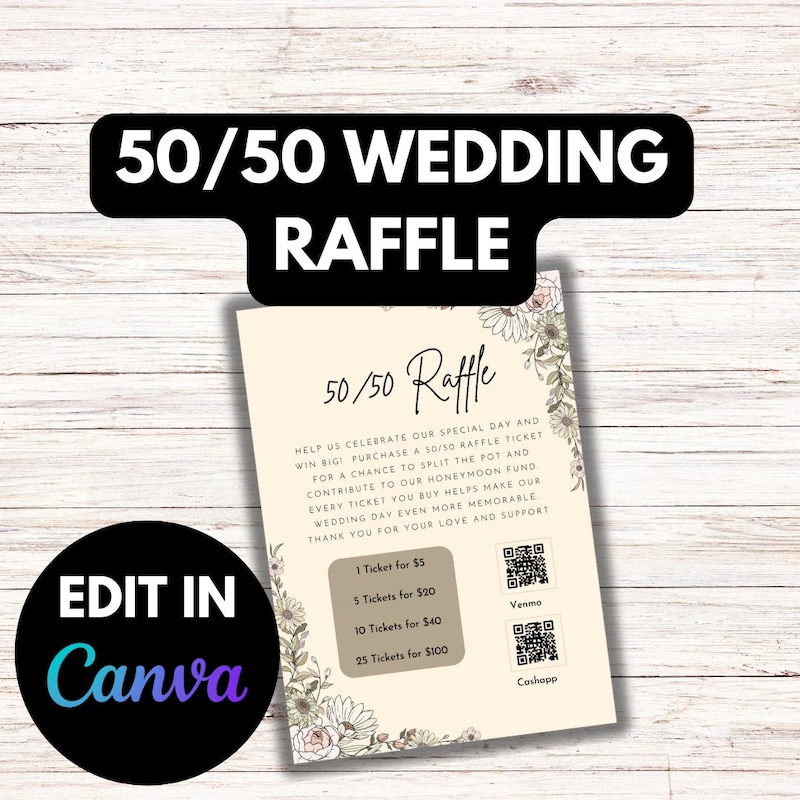 50/50 Raffle Sign - Etsy