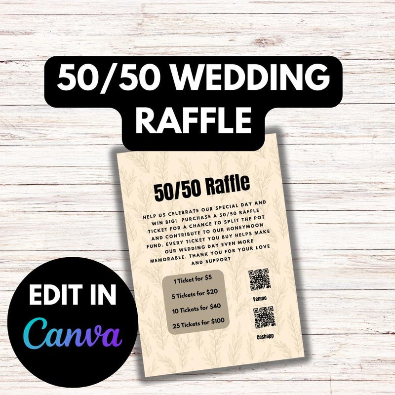 50/50 Raffle Sign - Etsy