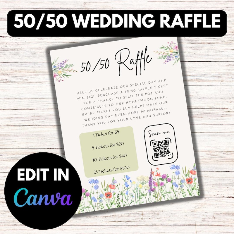 50/50 Raffle Sign - Etsy