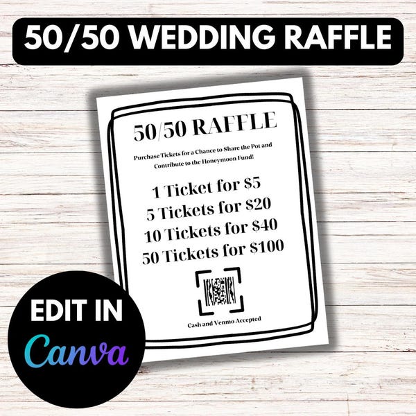 50/50 Raffle Sign - Etsy