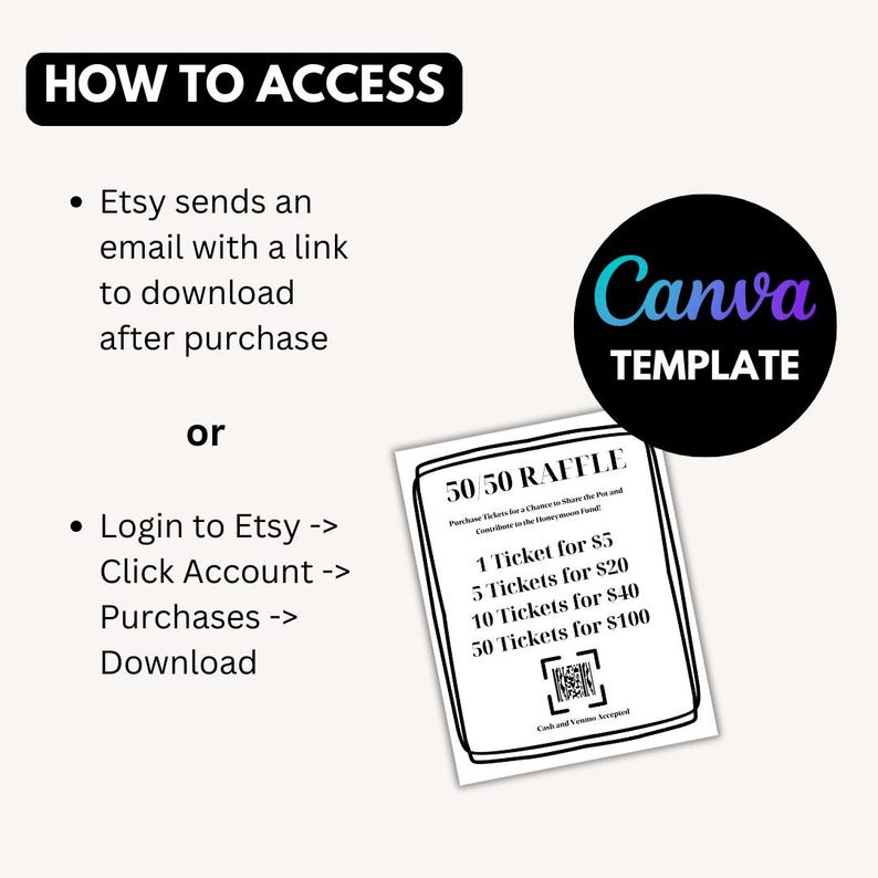 Editable Wedding 50/50 Raffle Canva Template | Wedding Canva Template ...