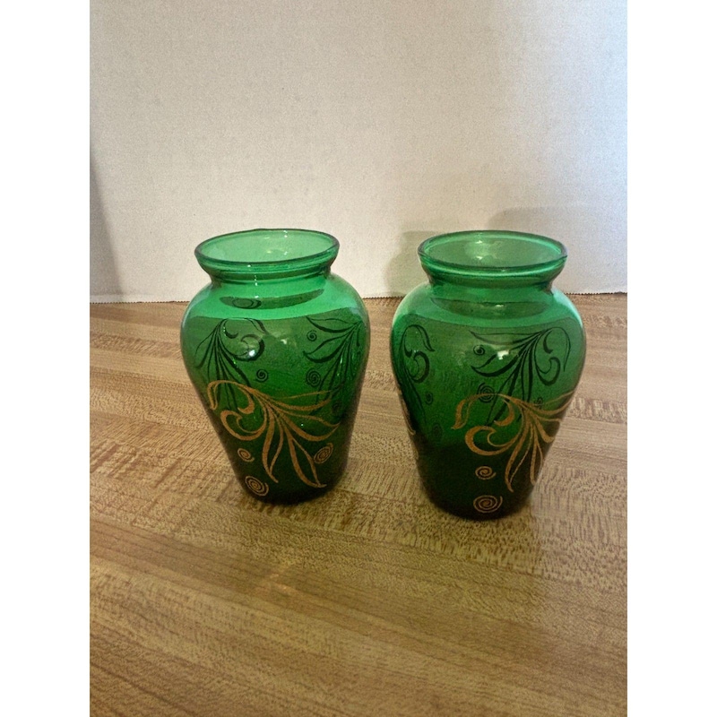 Green and Gold Vase - Etsy
