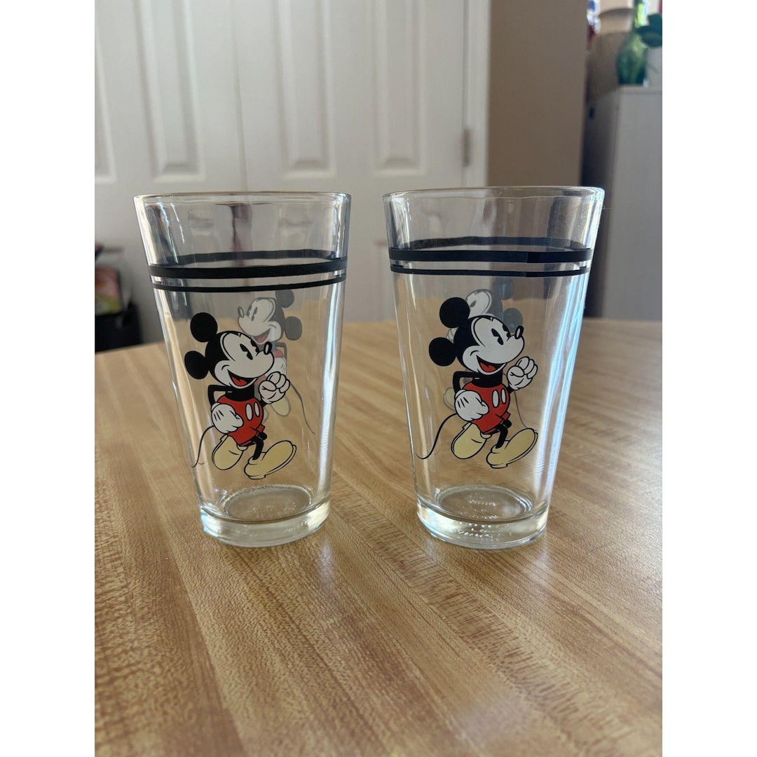 Pair (2) of Gibson Designs Pie Eyed Mickey Mouse Hi Ball Glasses Black ...