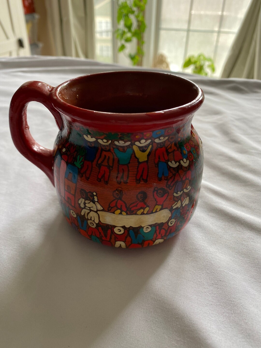Rare Mexican Folk Art Story Mug Red Clay Wedding Day - Etsy Österreich
