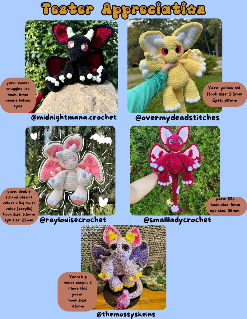 Buffy the Bat Dragon Amigurumi Crochet PDF Digital Pattern - Etsy