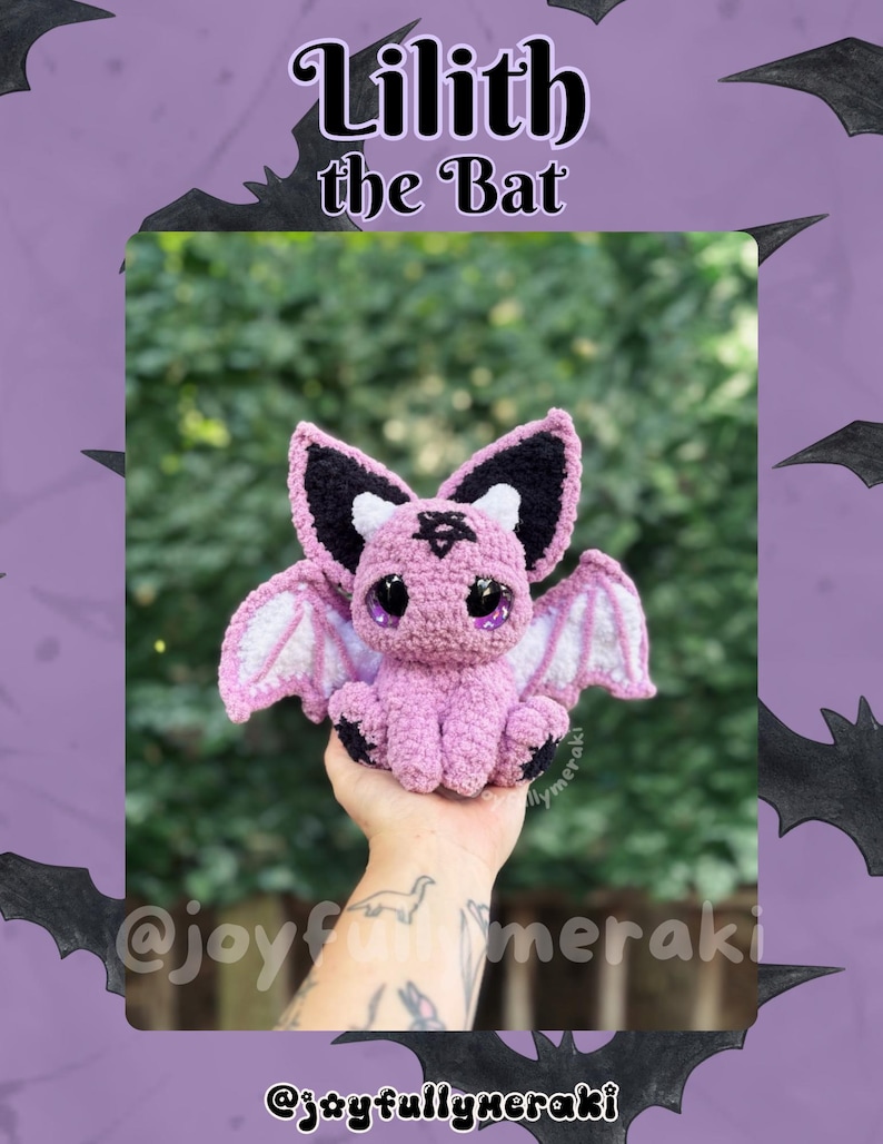 Lilith the Bat Amigurumi Crochet PDF Digital Pattern - Etsy